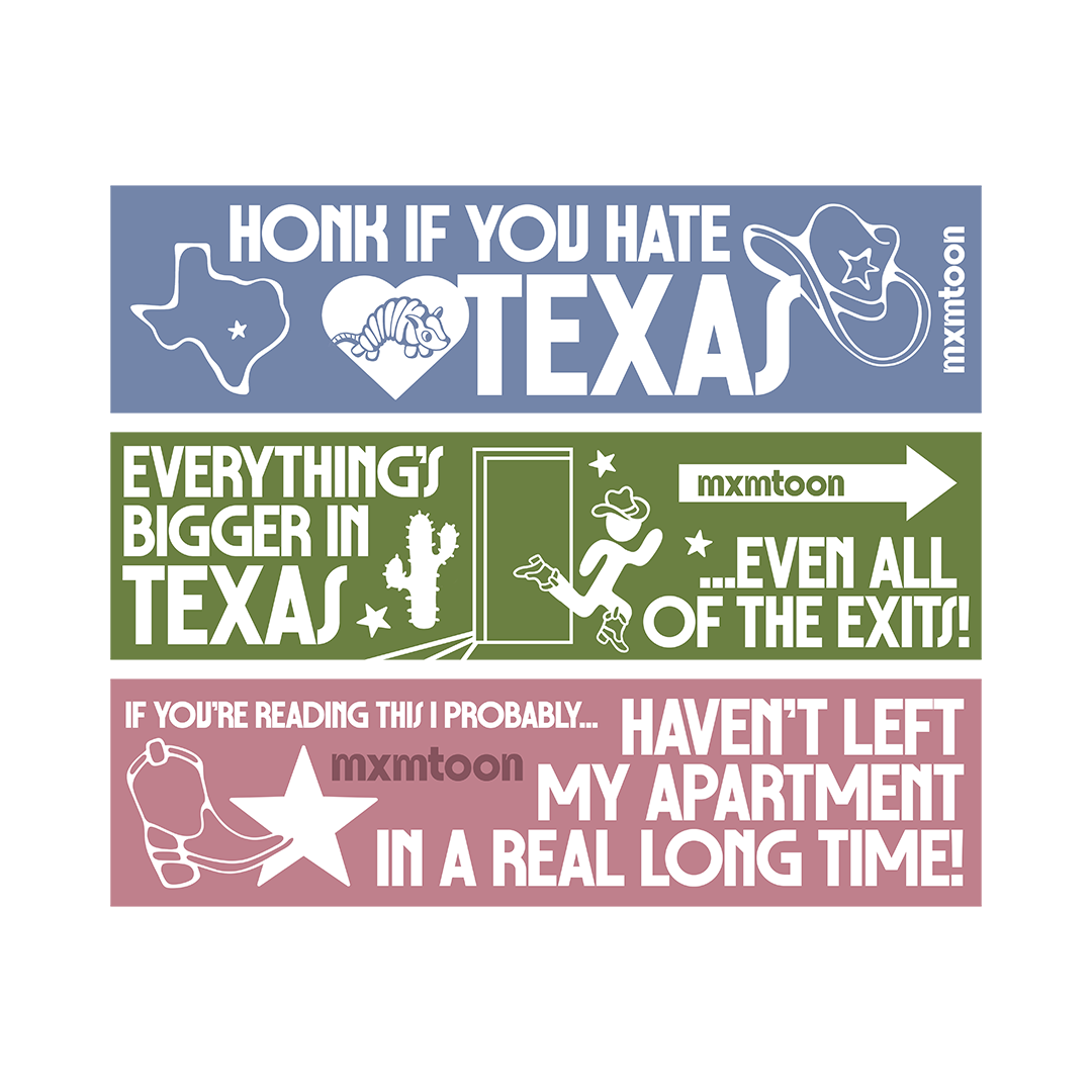 i hate texas bumper sticker set – mxmtoon